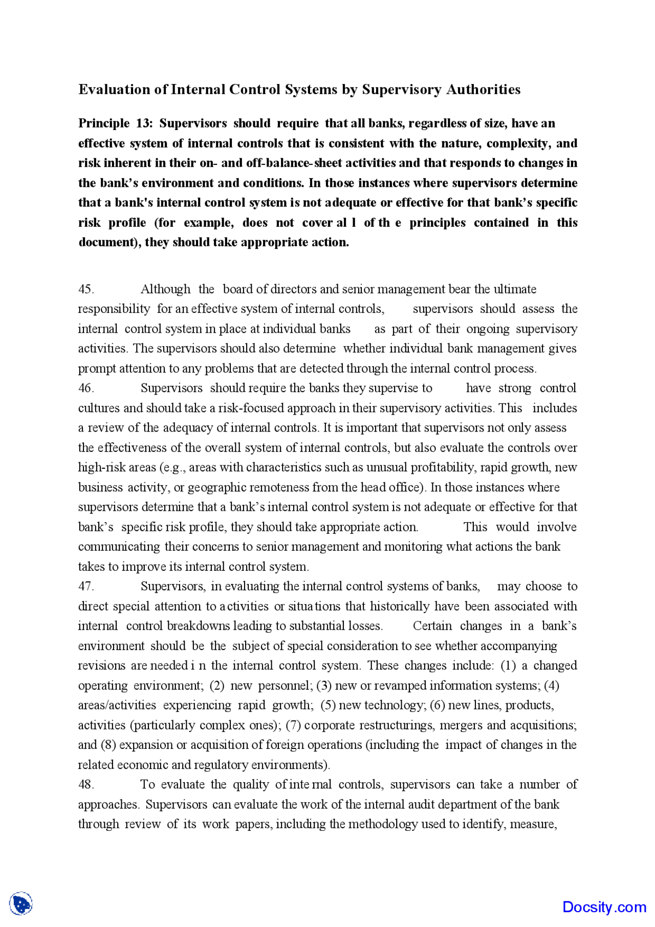 Evaluation of Internal Control Systems - Buisness Management - Lecture ...