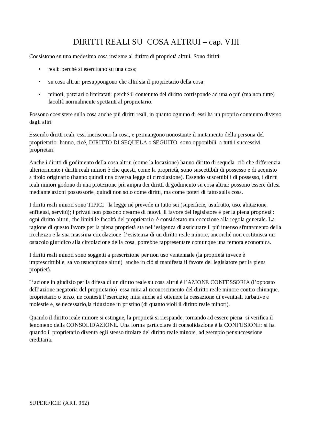Diritti Reali Minori Riassunti Diritto Docsity