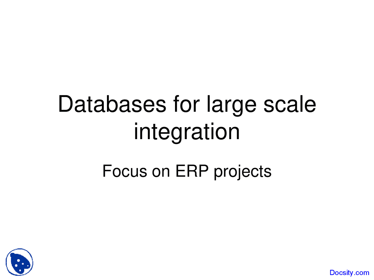 Databases For Large Scale Integration Buisness Management Lecture