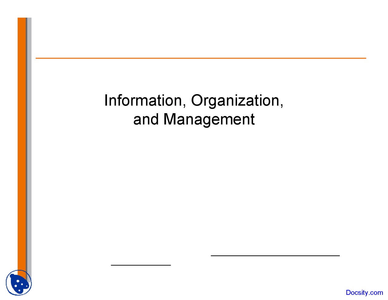 Information Organization And Management Buisness Management Lecture