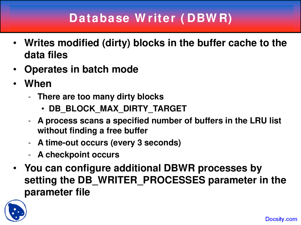 Database Writer Buisness Management Lecture Slides Docsity