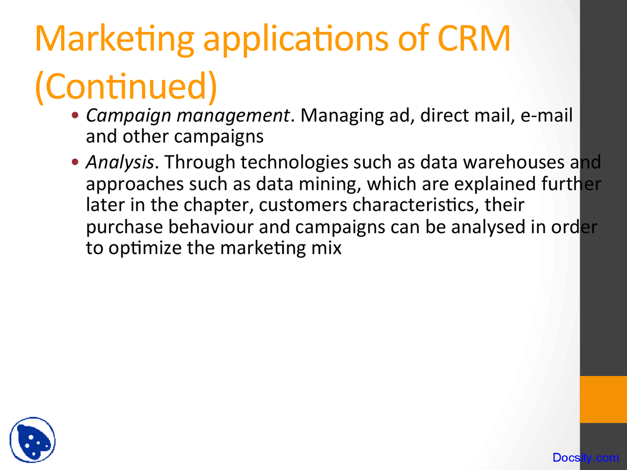 Marketing Applications - Marketing - Lecture Slides - Docsity