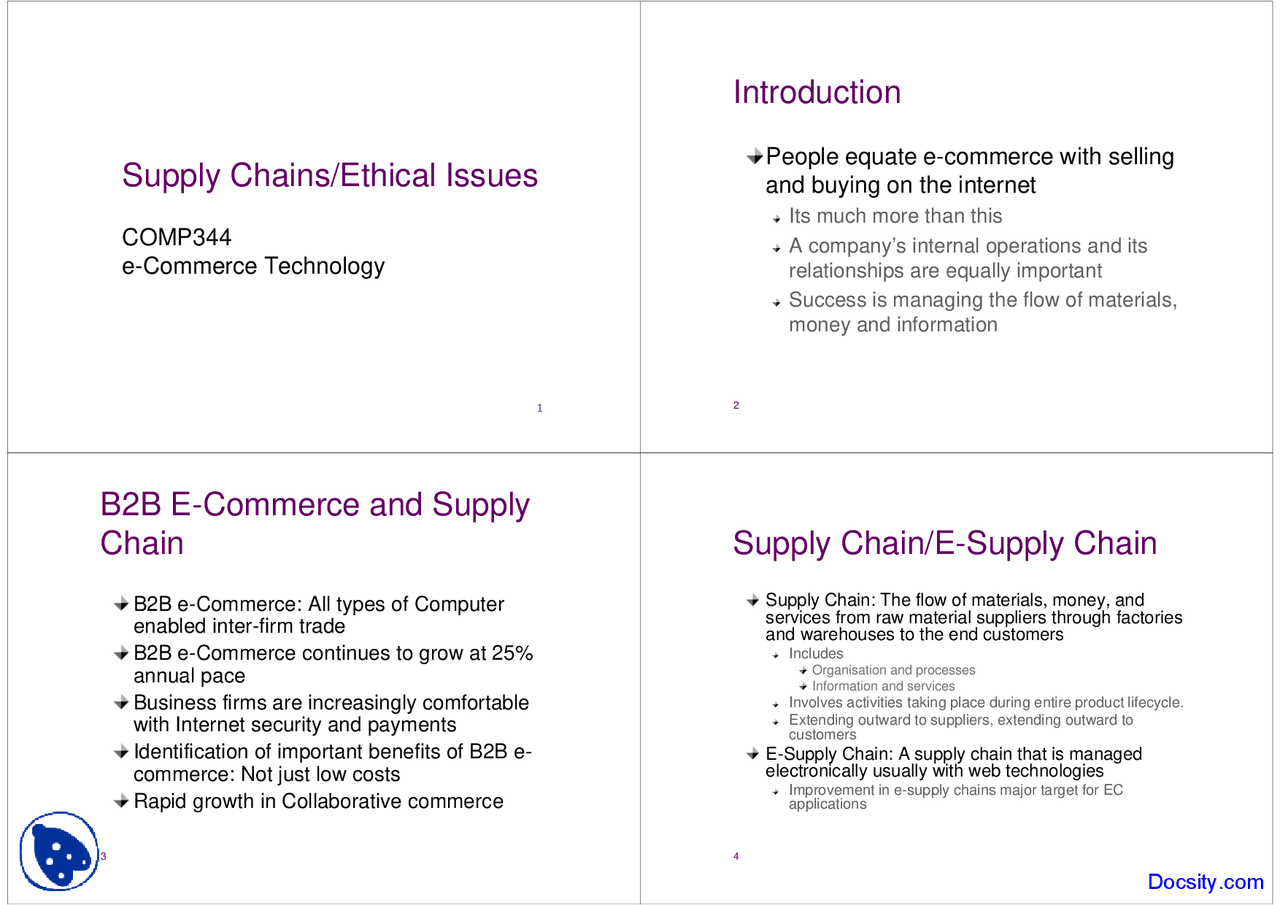 Ethical Issues - E-Commerce - Lecture Slides | Slides Fundamentals of E-Commerce | Docsity