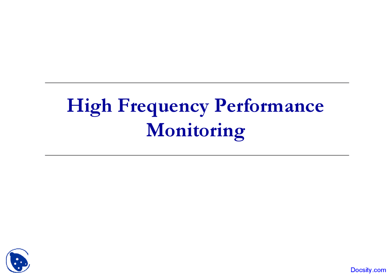 High Frequency Performance Banking Lecture Slides Docsity