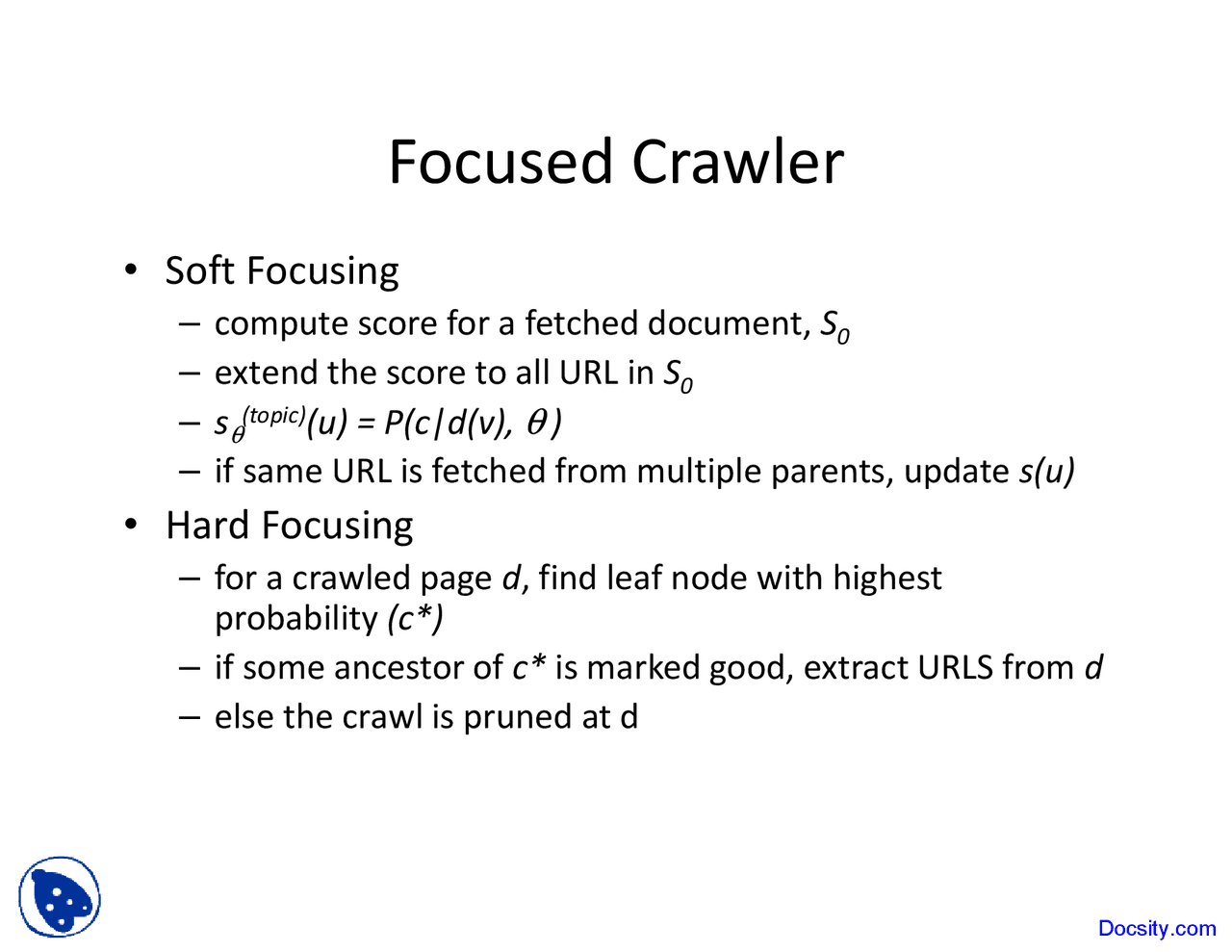 Focused Crawler - E-Commerce - Lecture Slides - Docsity