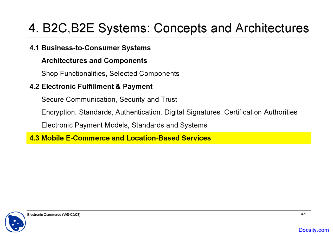 Electronic Fulfillment - E-Commerce - Lecture Slides - Docsity