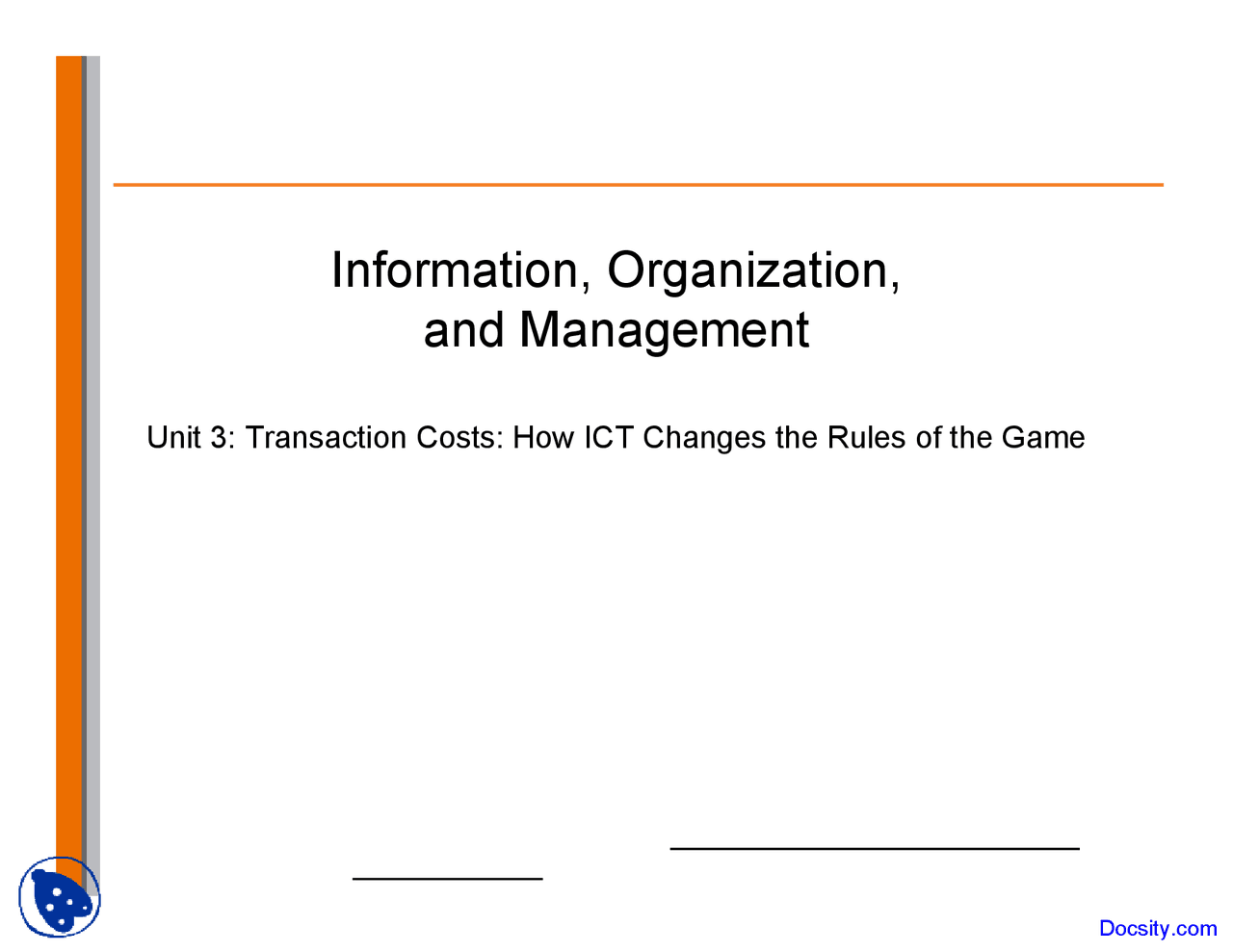 The Nature of the Firm - Buisness Management - Lecture Slides - Docsity