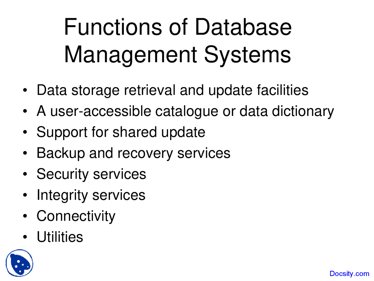 Functions Of Database Management Buisness Management Lecture Slides