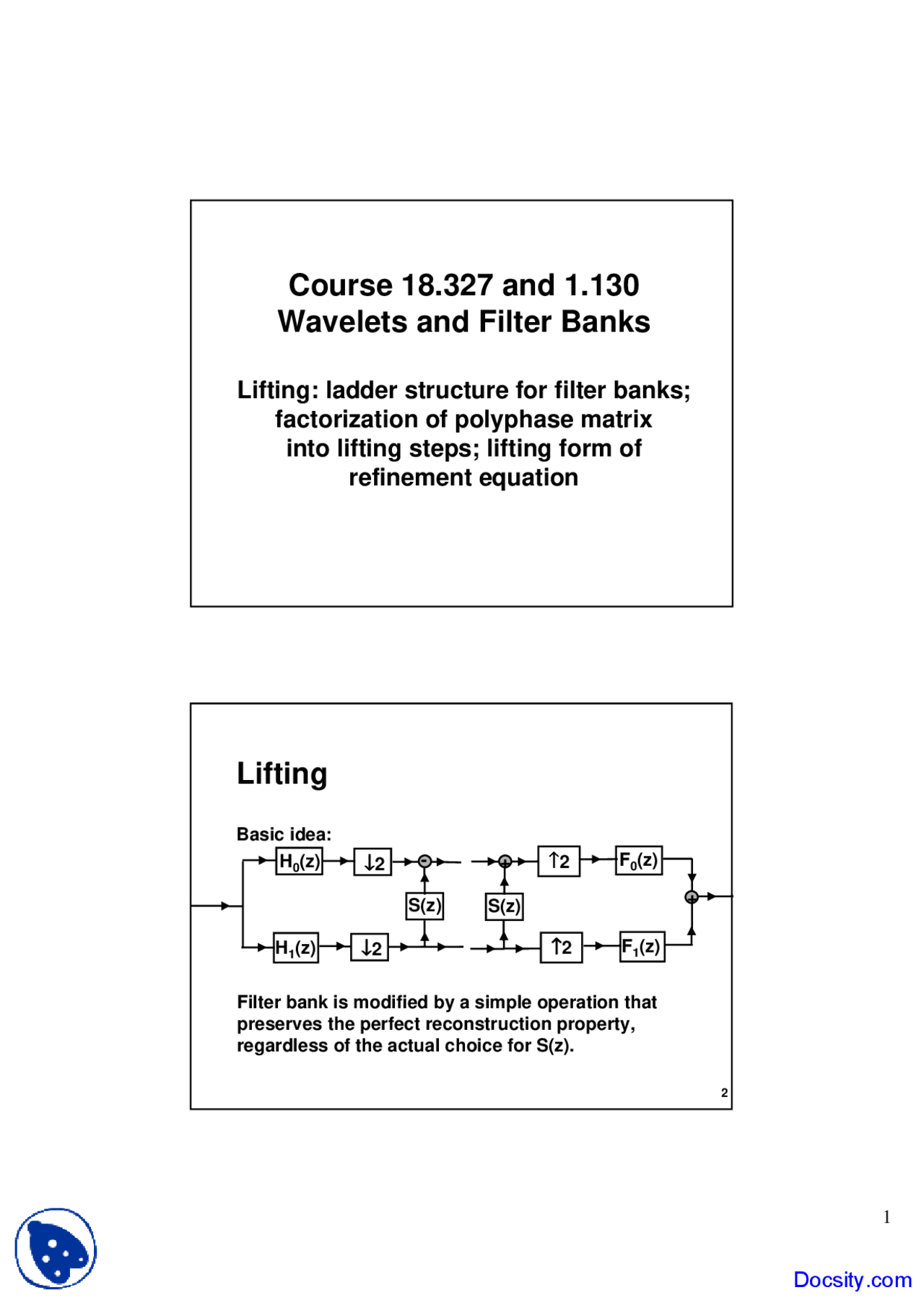 Ladder Structure For Filter Banks Banking Lecture Slides Docsity