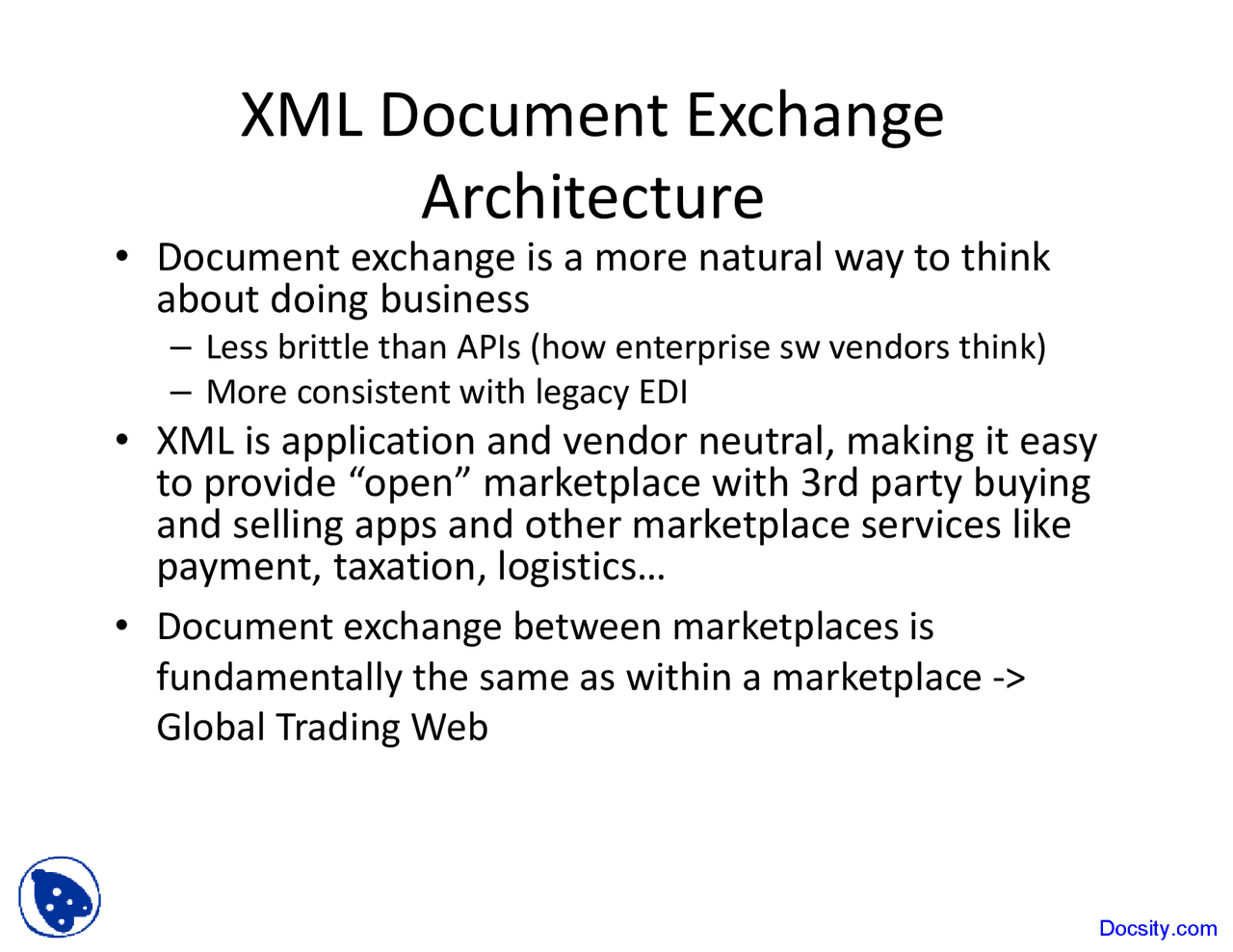 Document Exchange - E-Commerce - Lecture Slides - Docsity