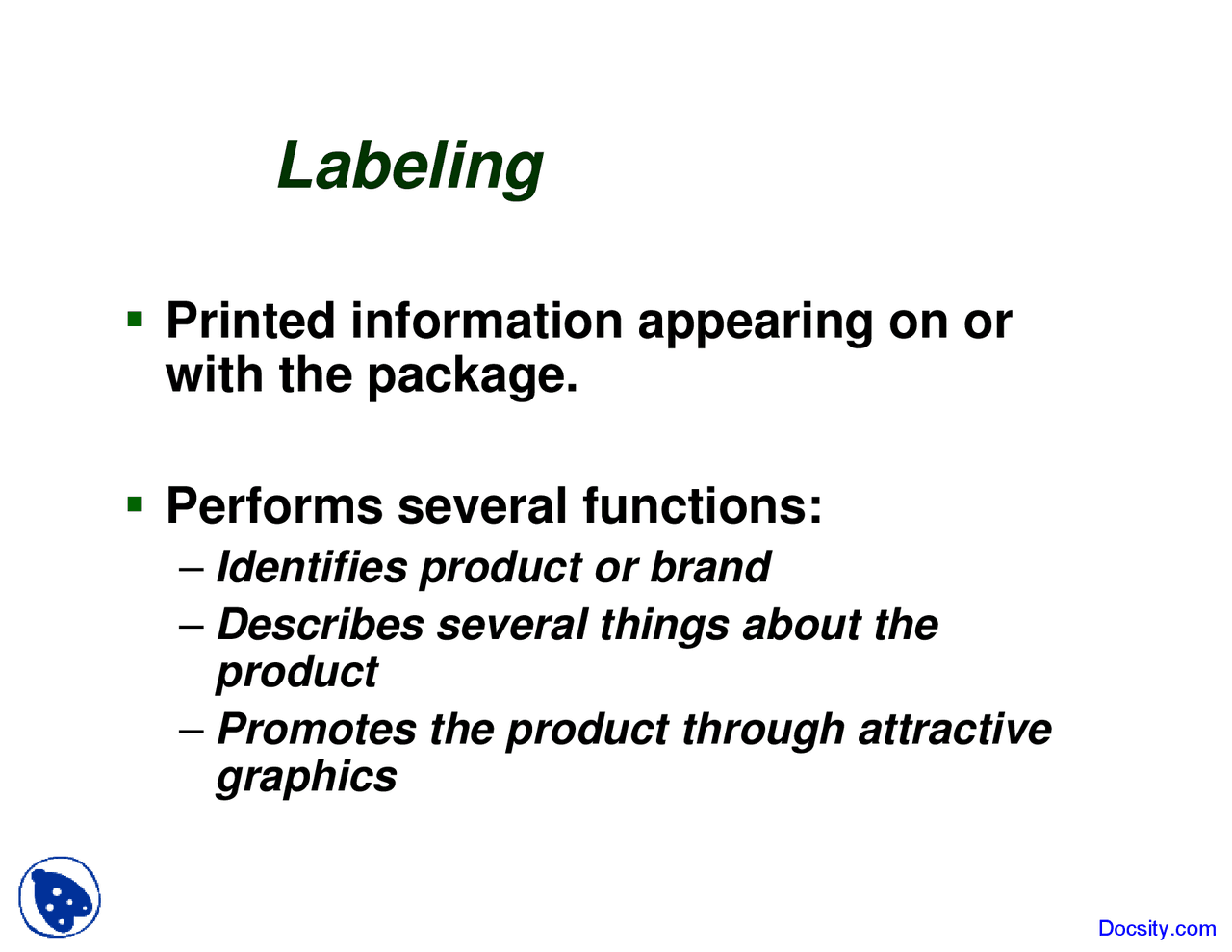 Labeling - Marketing - Lecture Slides - Docsity