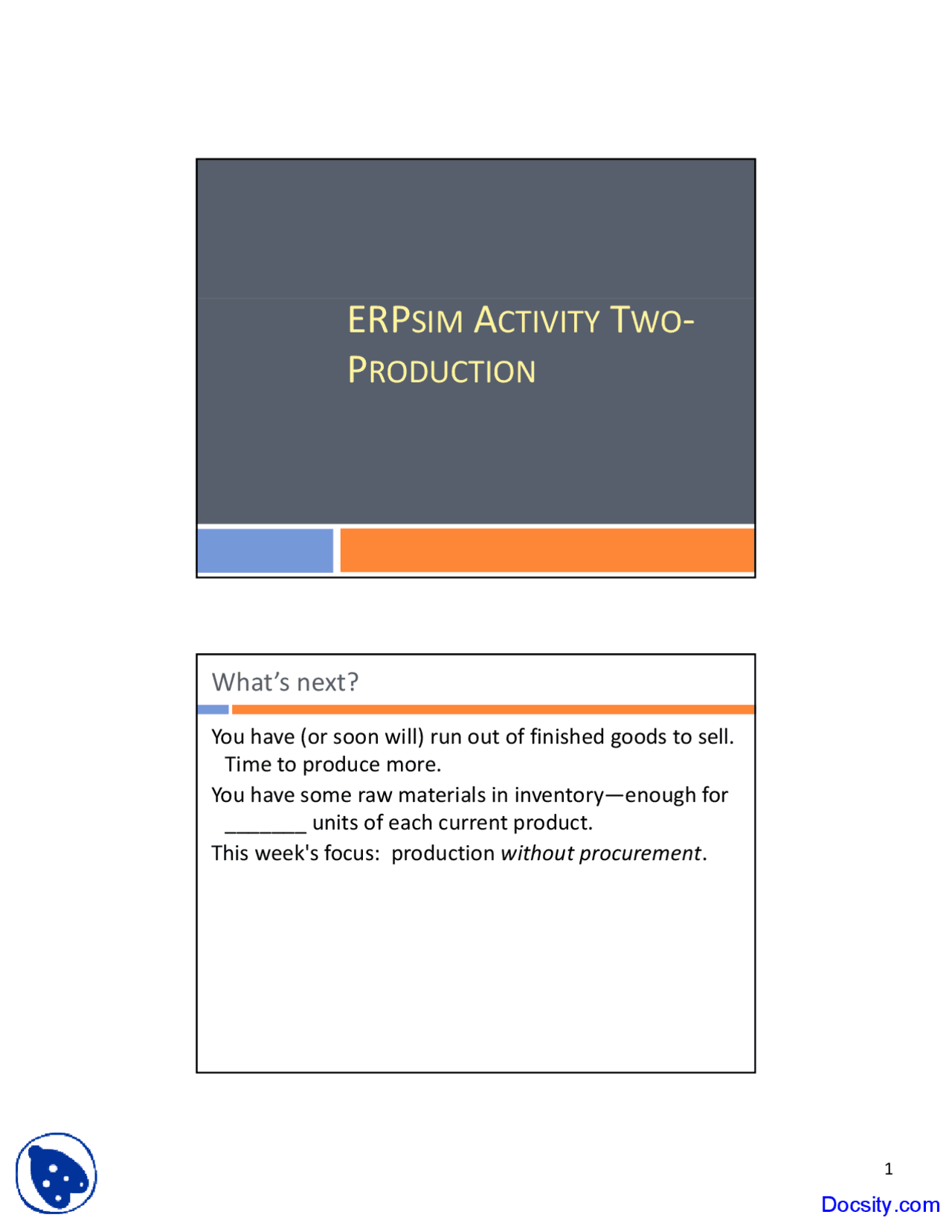 Erpsim Activity Two Production Buisness Management Lecture Slides