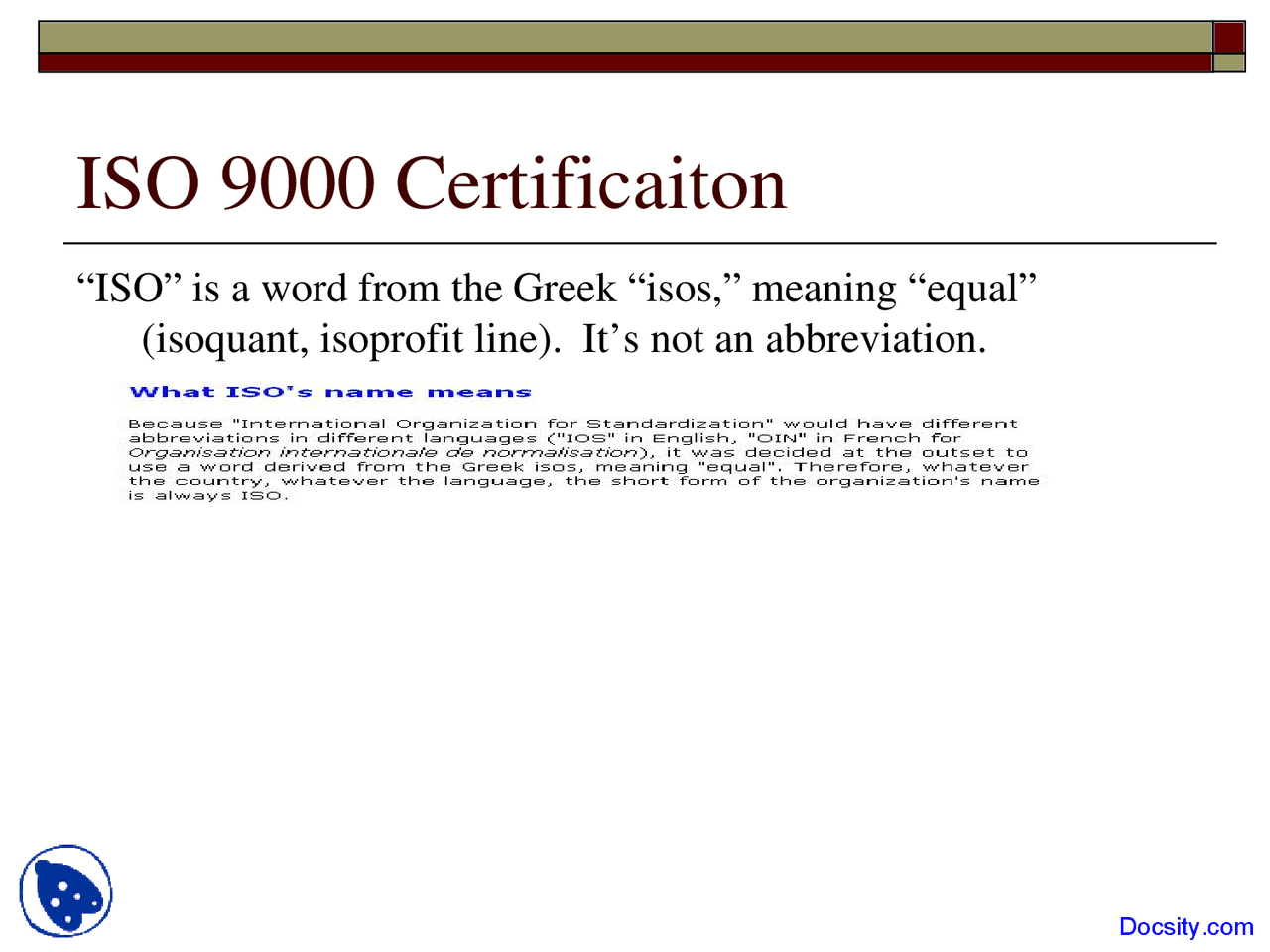 Certificaiton Buisness Management Lecture Slides Docsity