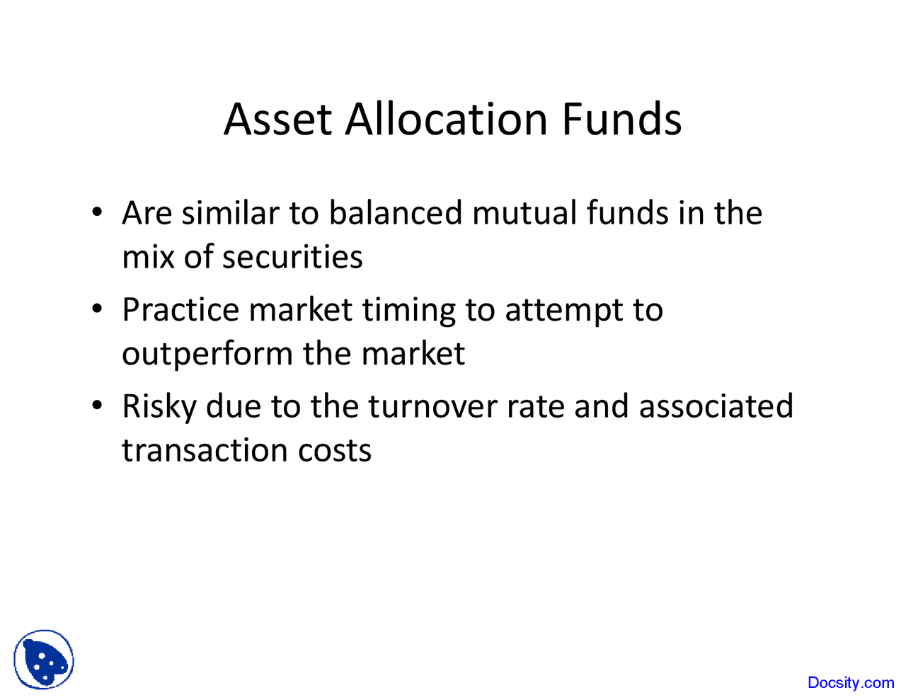 Allocation Funds - E-Commerce - Lecture Slides - Docsity
