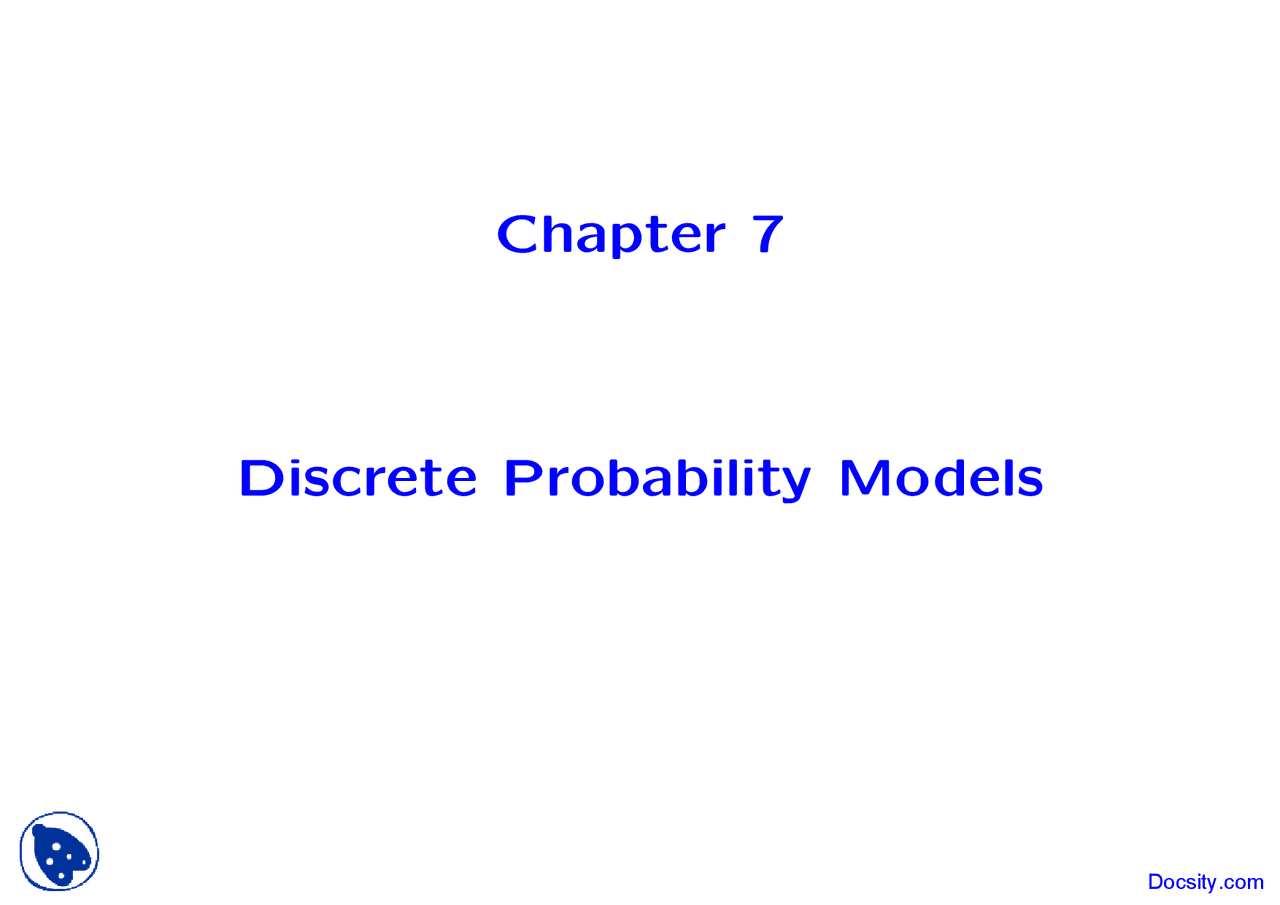 Discrete Probability Models - Buisness Management - Lecture Slides ...
