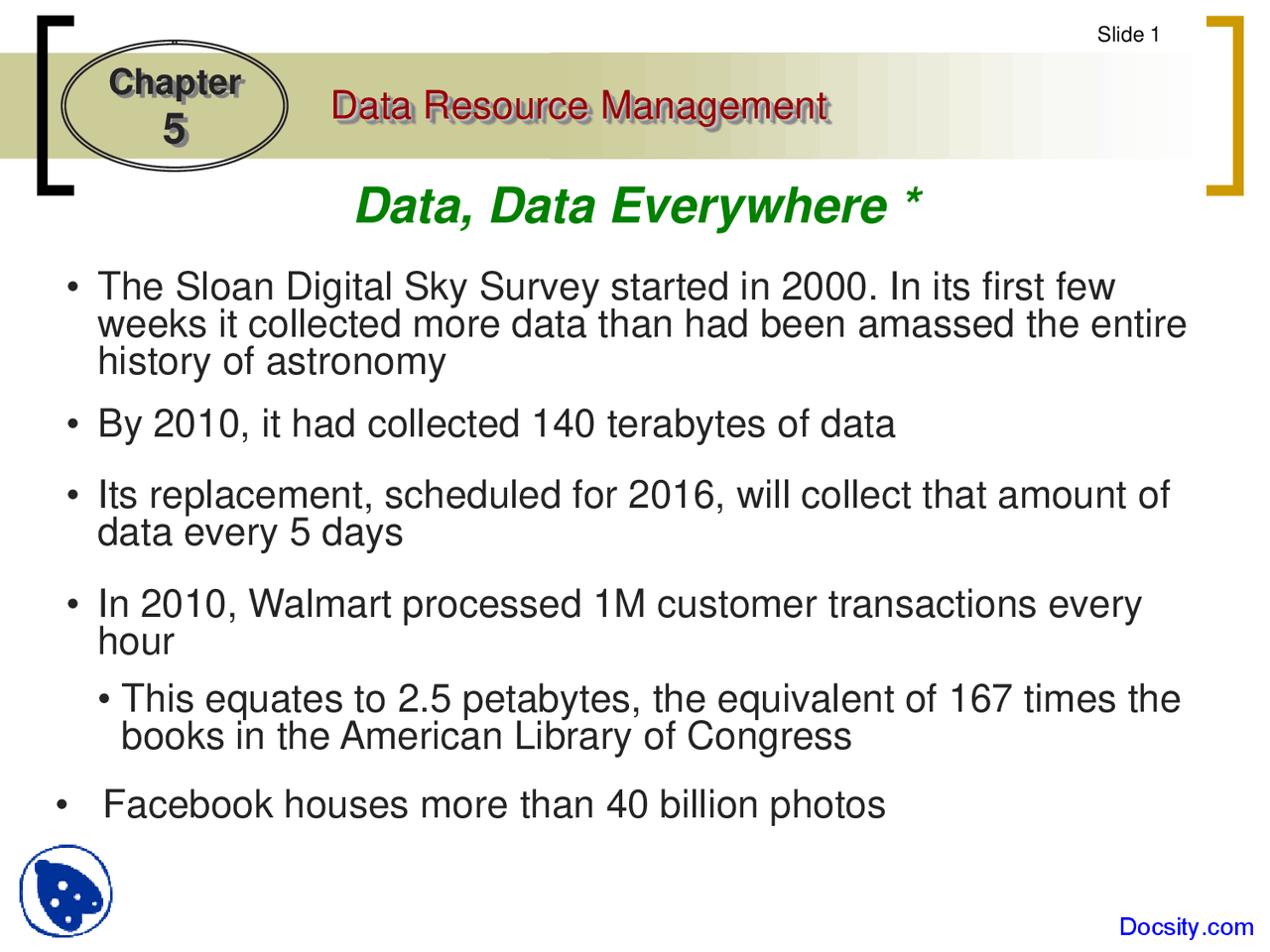 Data Buisness Management Lecture Slides Docsity