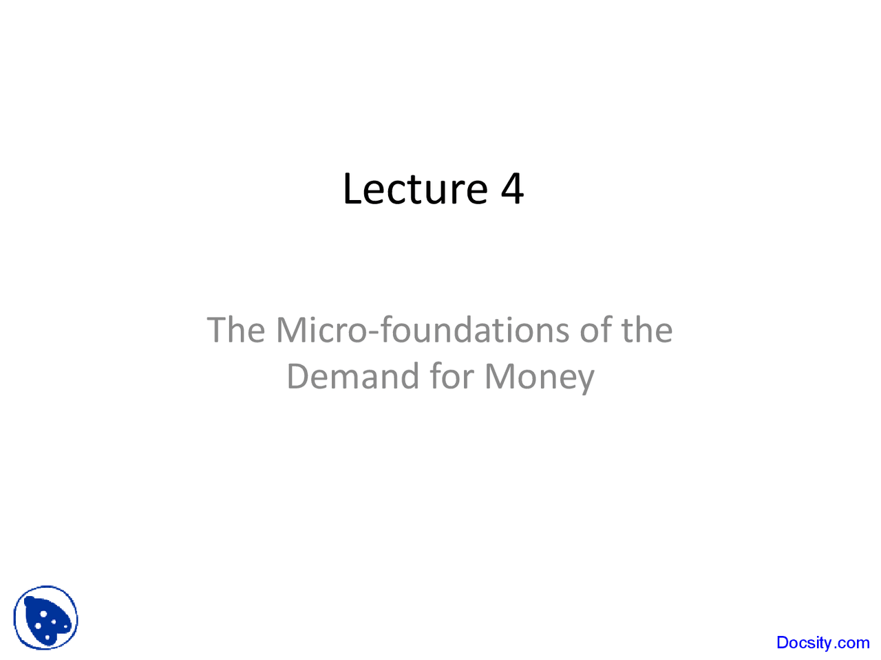 Demand For Money Banking Lecture Slides Docsity