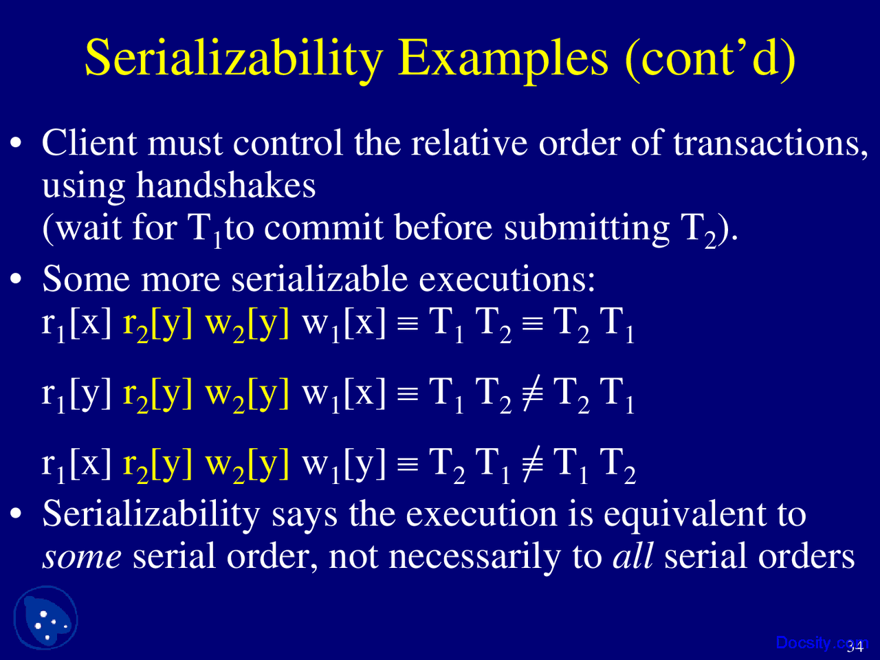 Serializability Examples Buisness Management Lecture Slides Docsity