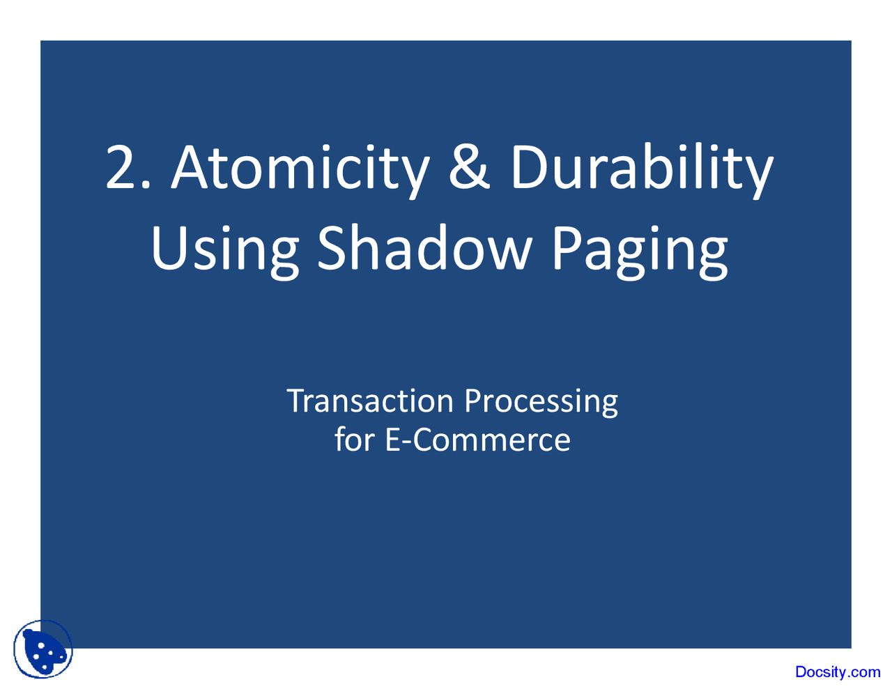 Atomicity E Commerce Lecture Slides Docsity