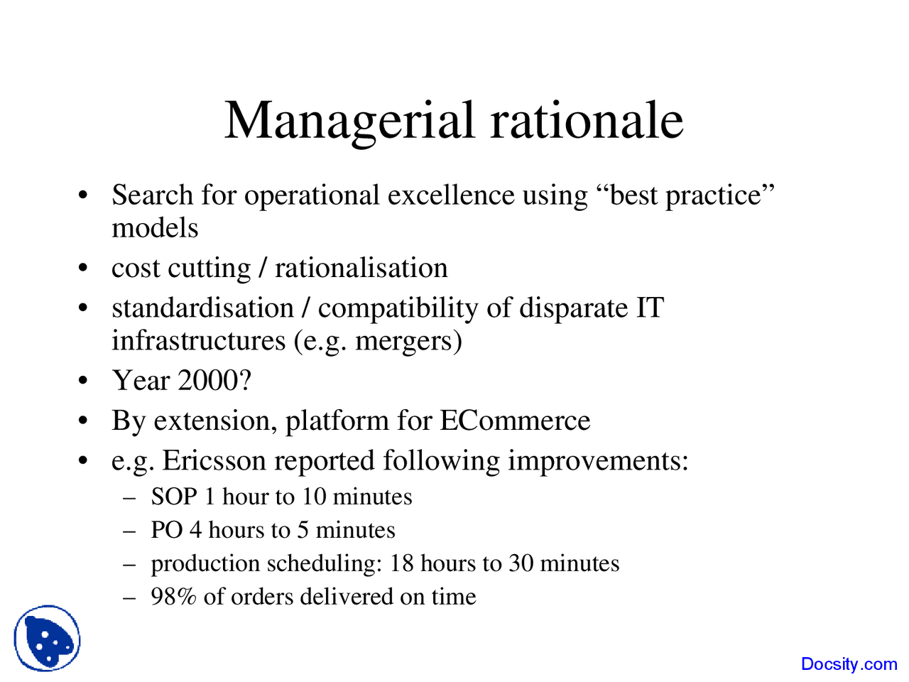 Managerial Rationale Buisness Management Lecture Slides Docsity