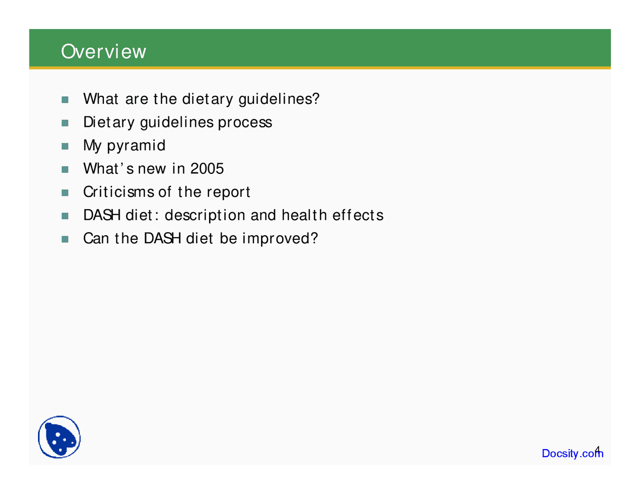 Dietary Guidelines Marketing Lecture Slides Docsity
