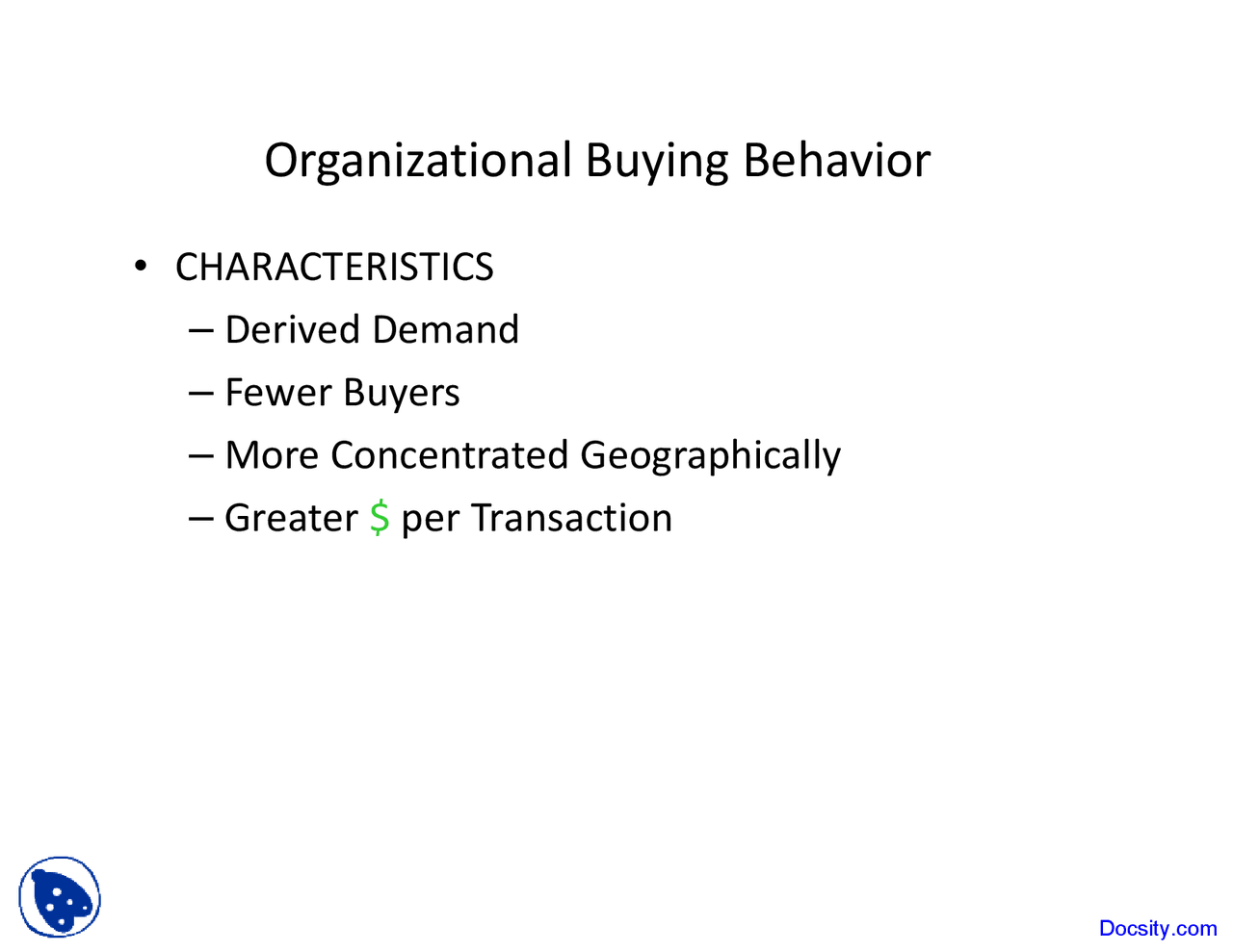 Organizational Buying Behavior Marketing Lecture Slides Slides