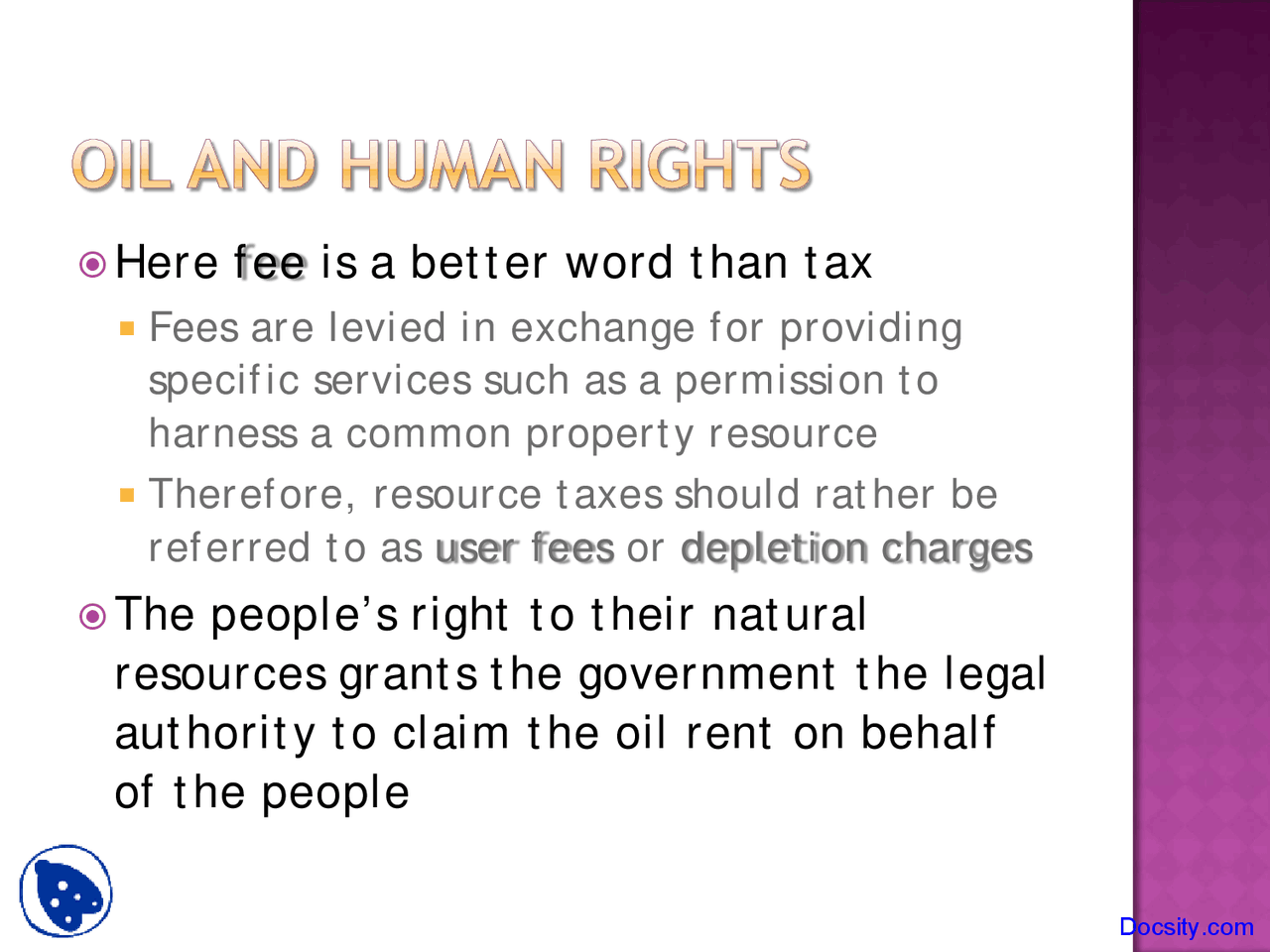 Oil And Human Rights Buisness Management Lecture Slides Docsity