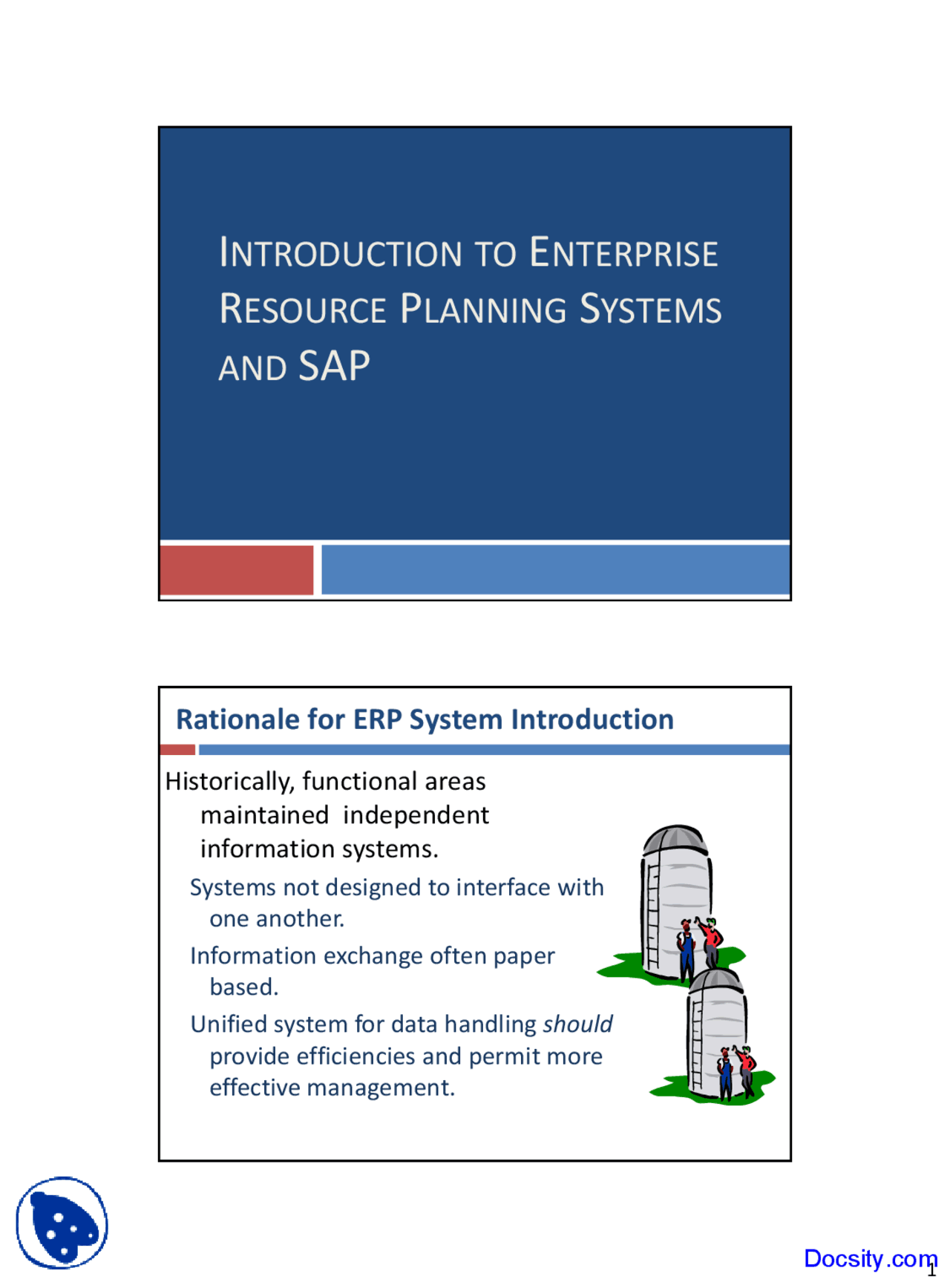 Enterprise Resource Planning Systems and SAP - Buisness Management - Lecture Slides - Docsity