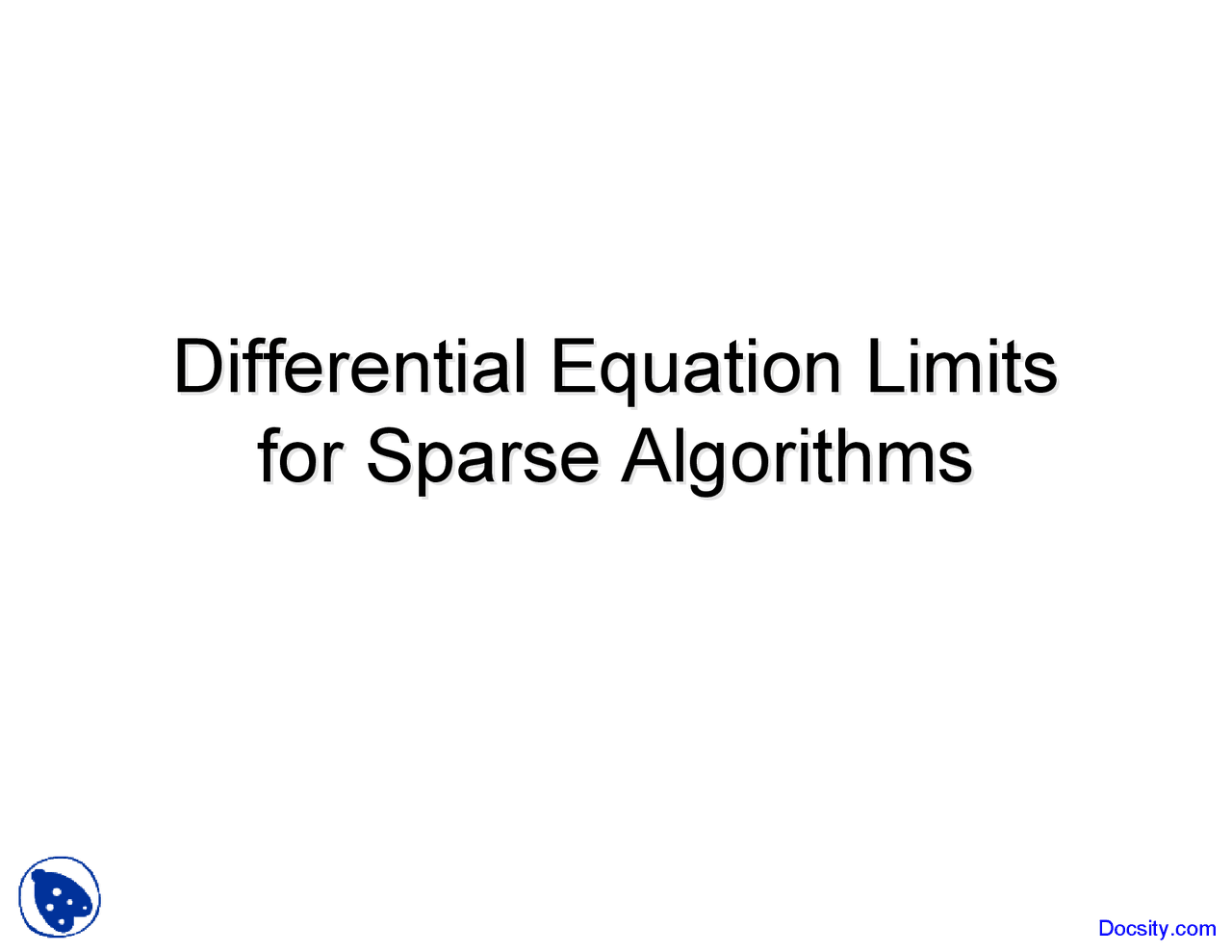 Differential Equation Limits - Buisness Management - Lecture Slides ...