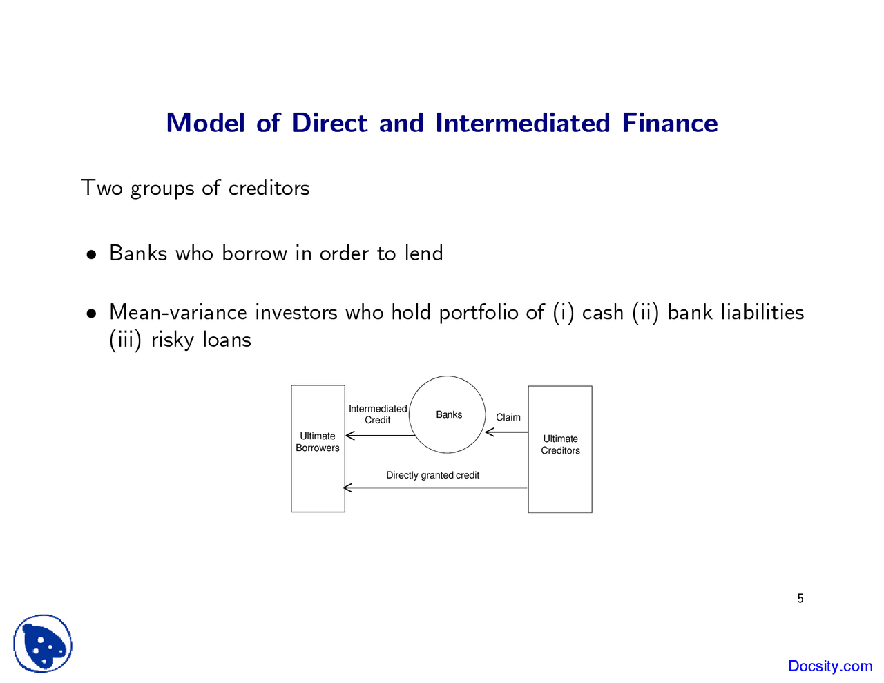 Intermediated Finance - Banking - Lecture Slides - Docsity