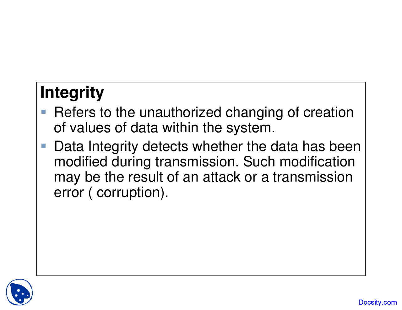 Integrity E Commerce Lecture Slides Docsity