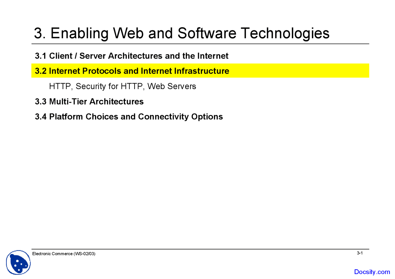 Enabling Web E Commerce Lecture Slides Docsity