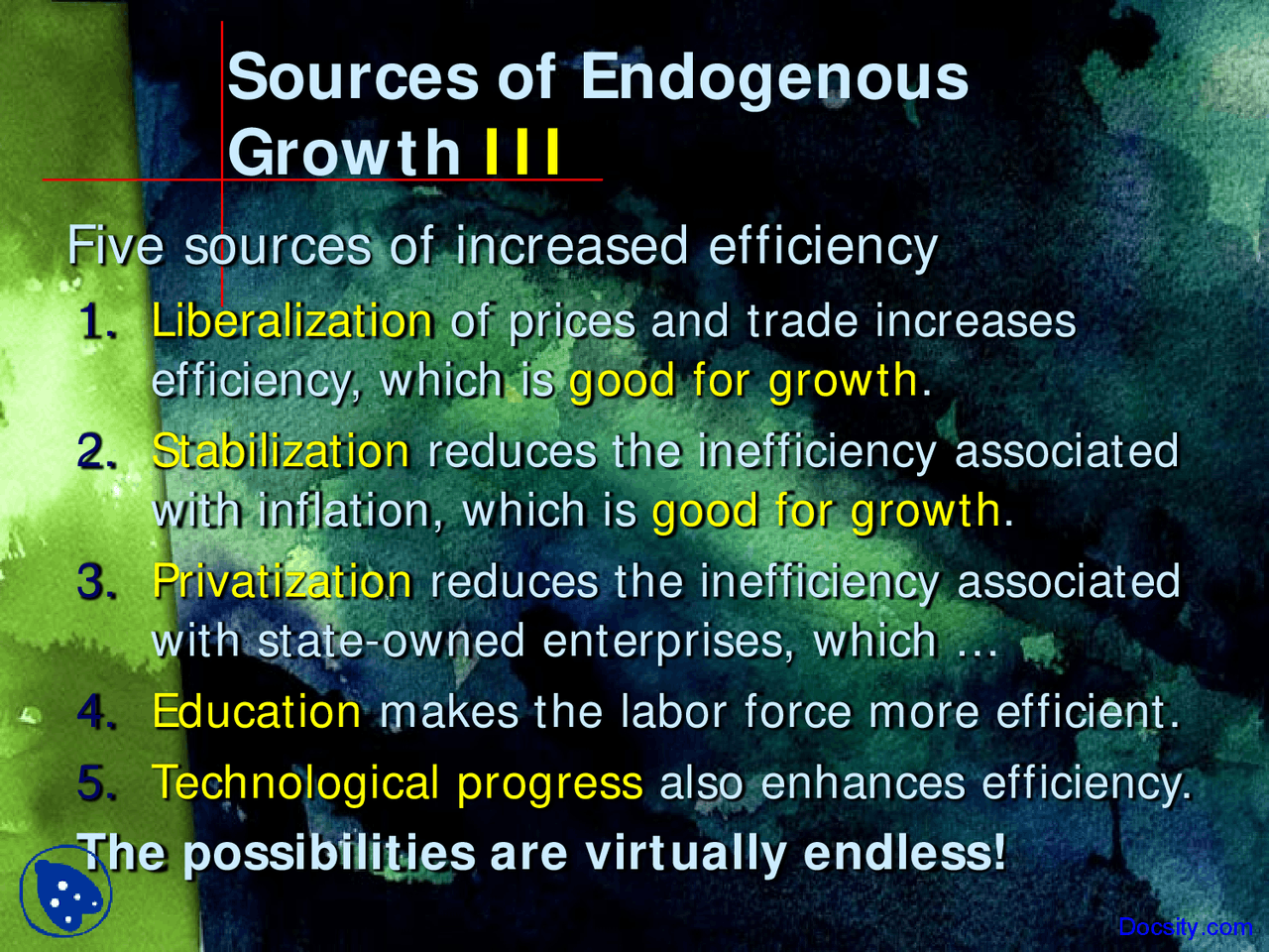 Sources of Endogenous - Buisness Management - Lecture Slides - Docsity