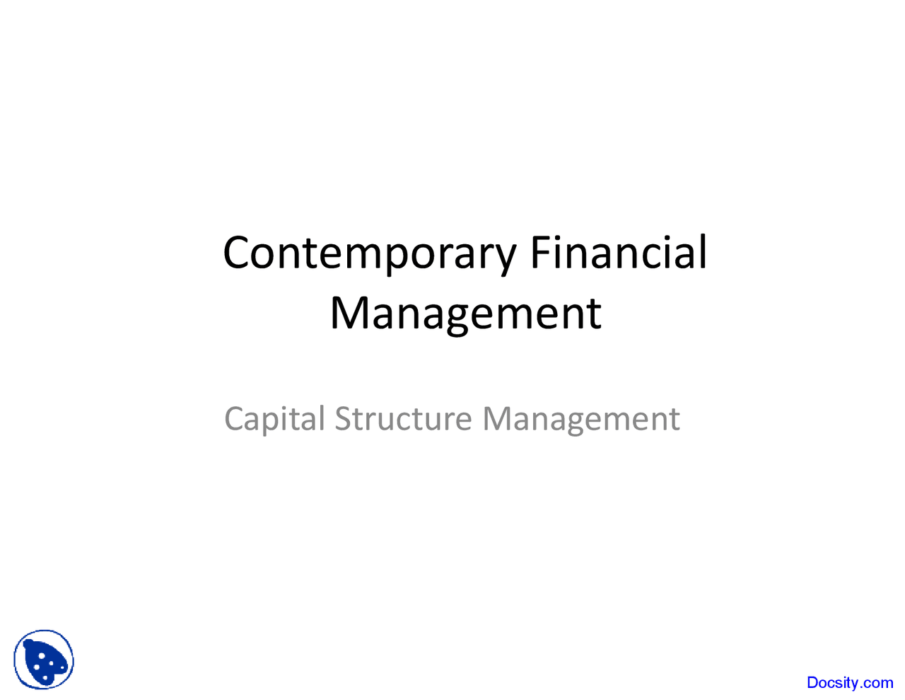 Capital Structure Management E Commerce Lecture Slides Docsity