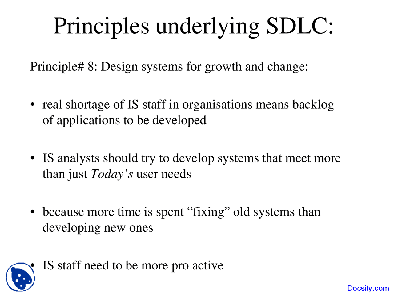 Principles Underlying Sdlc Buisness Management Lecture Slides Docsity
