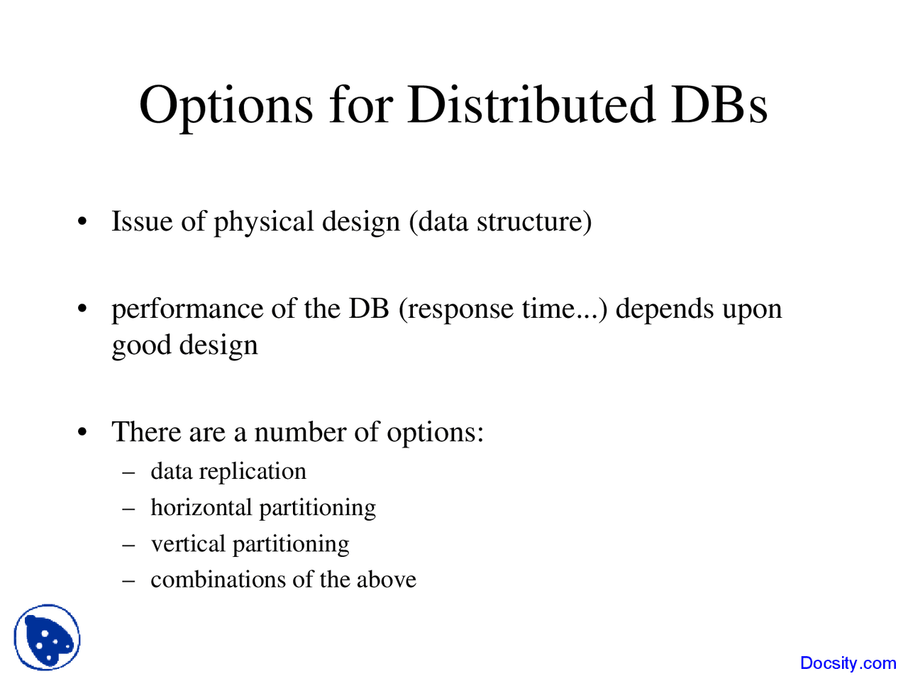 Options for Distributed DBs - Buisness Management - Lecture Slides ...