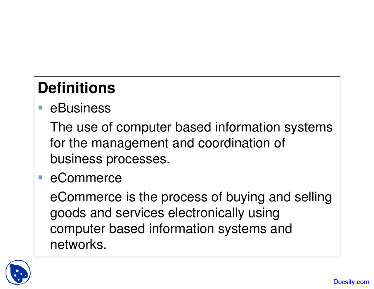 Dimensions E Commerce Lecture Slides Docsity