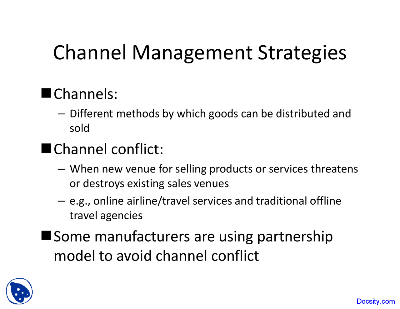 Channel Management Strategies - E-Commerce - Lecture Slides - Docsity