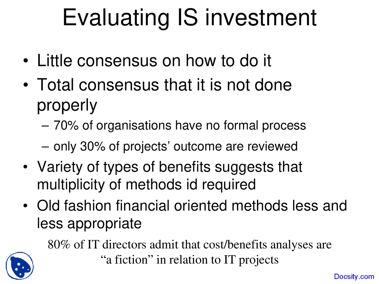 Evaluating Is Investment Buisness Management Lecture Slides Docsity