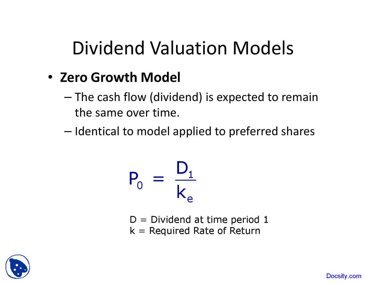 Dividend Valuation E Commerce Lecture Slides Docsity