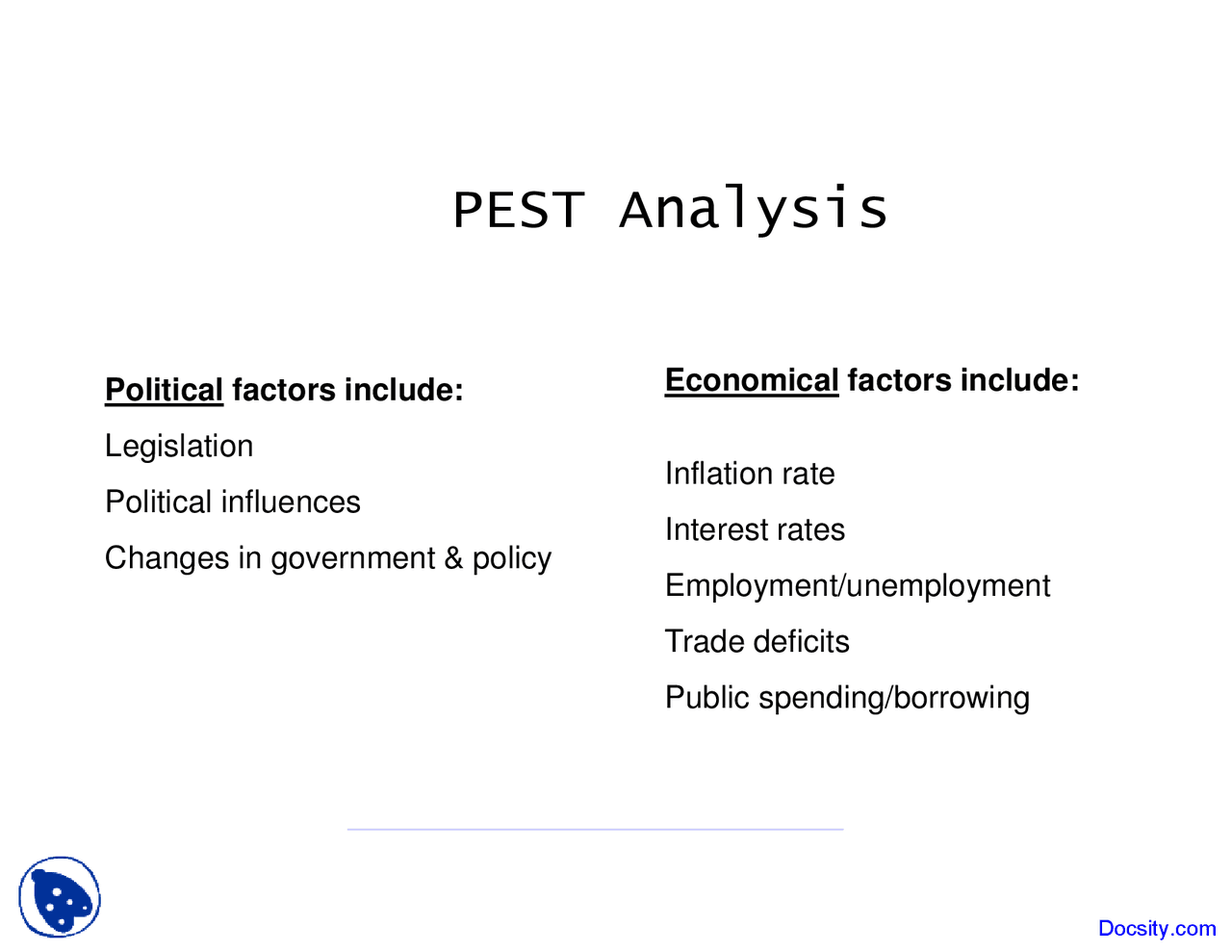 Pest Analysis Marketing Lecture Slides Docsity