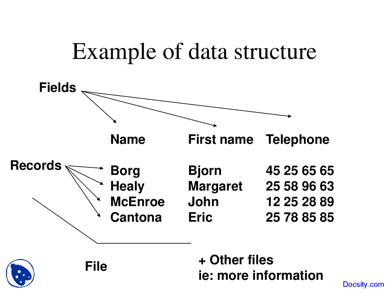 Example Of Data Structure Buisness Management Lecture Slides Docsity