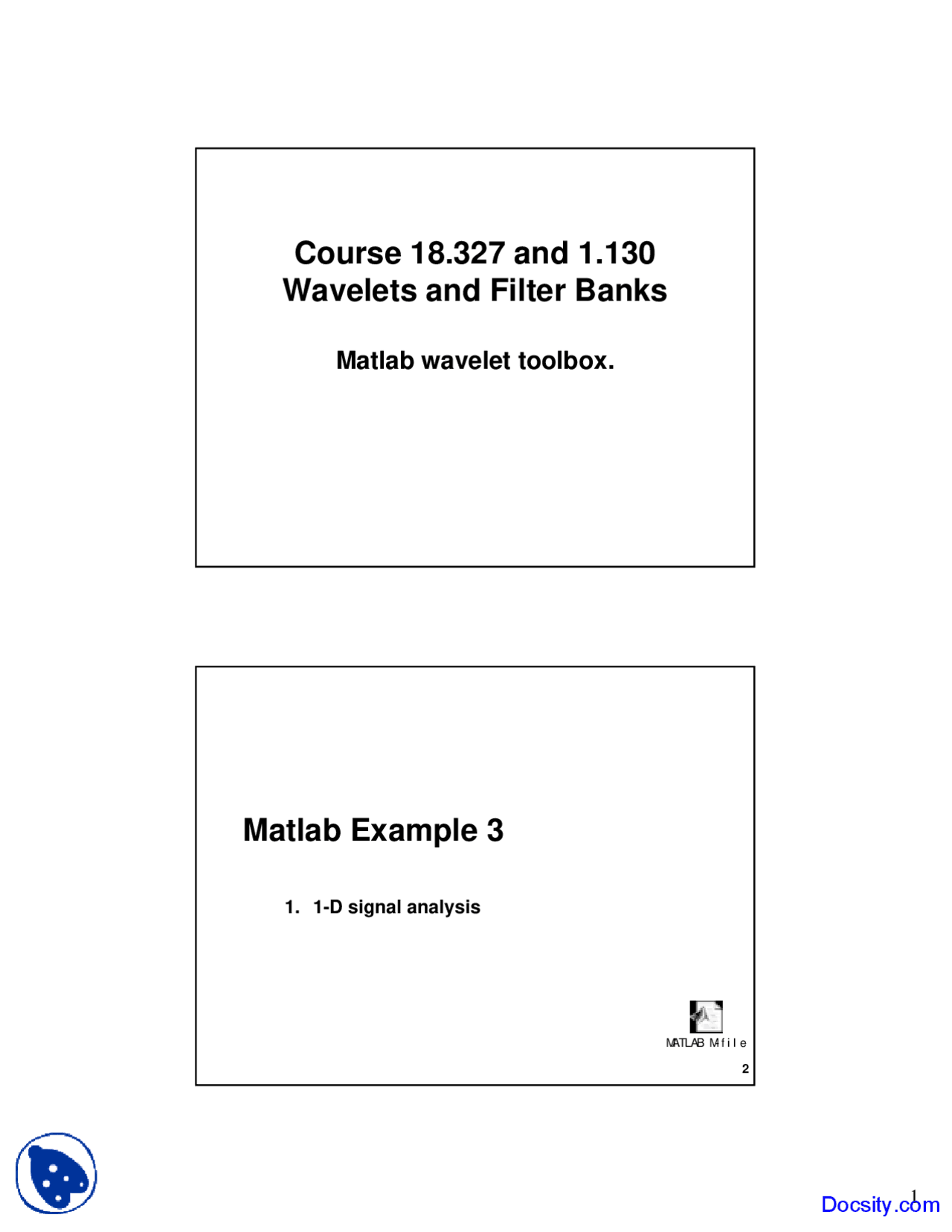 Matlab Wavelet Toolbox Banking Lecture Slides Docsity