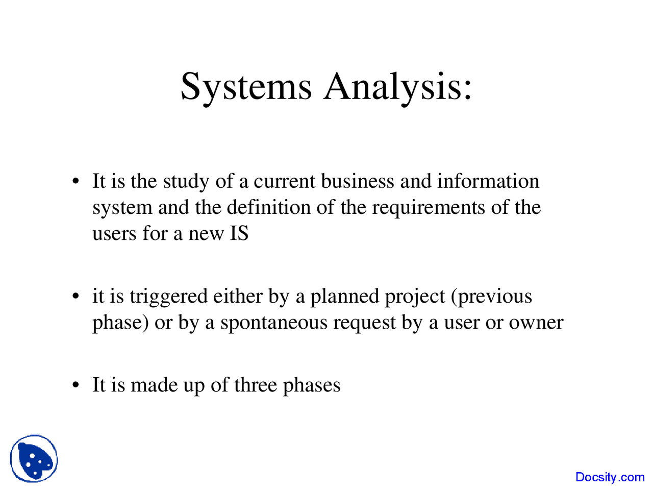 Systems Analysis Buisness Management Lecture Slides Docsity