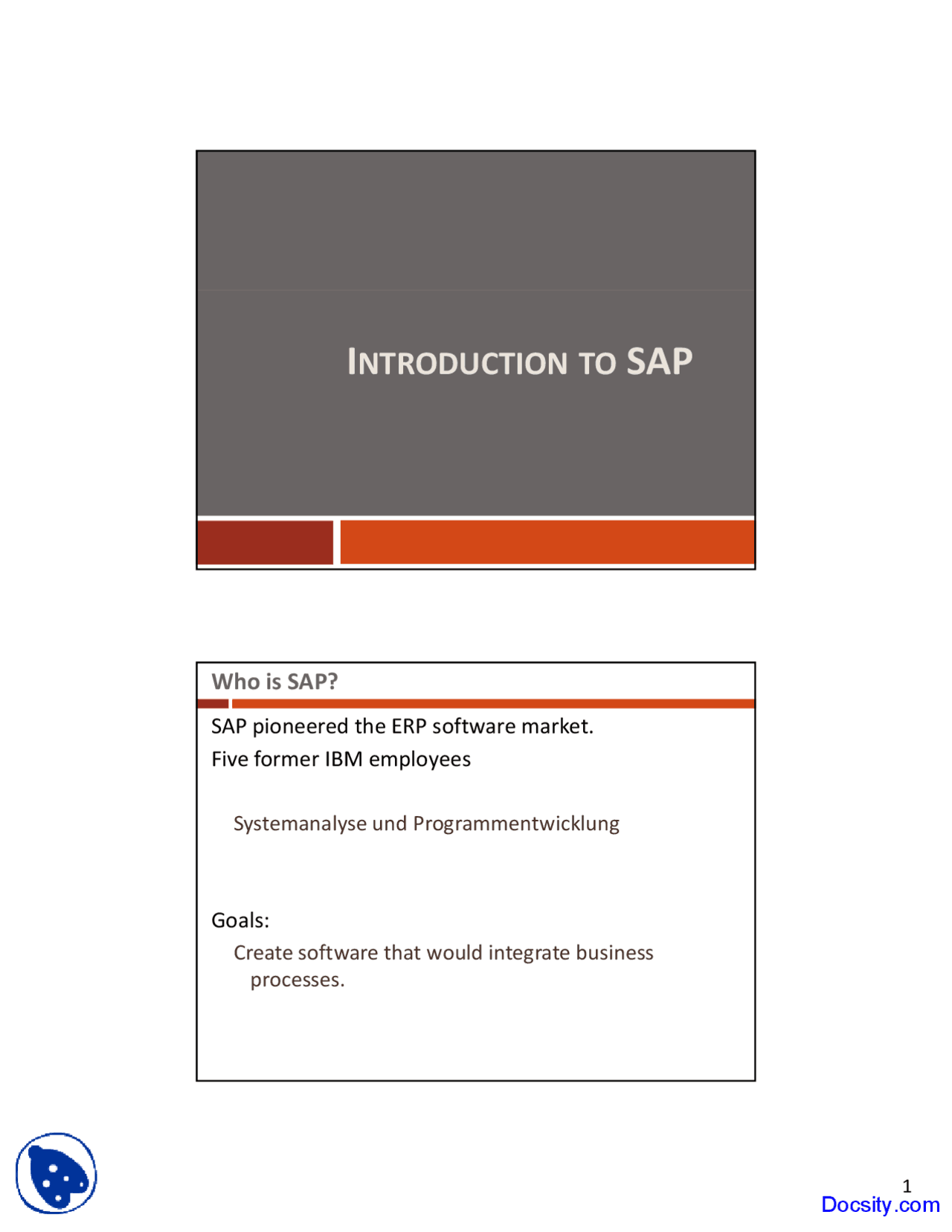 Introduction To Sap Buisness Management Lecture Slides Docsity