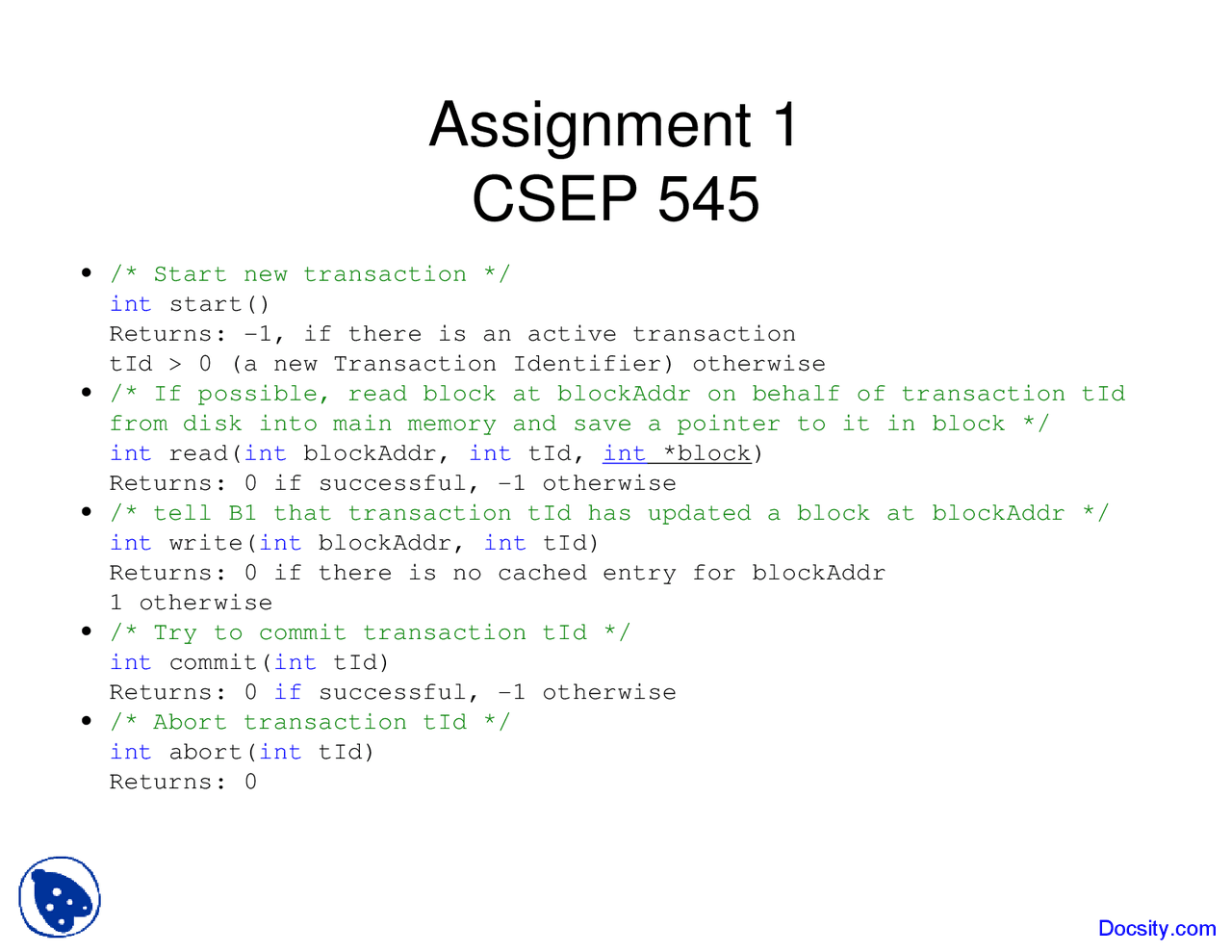 CSEP 545 Assignment: Analyzing ACID Properties of Transactions using B1 | Exercises Fundamentals ...
