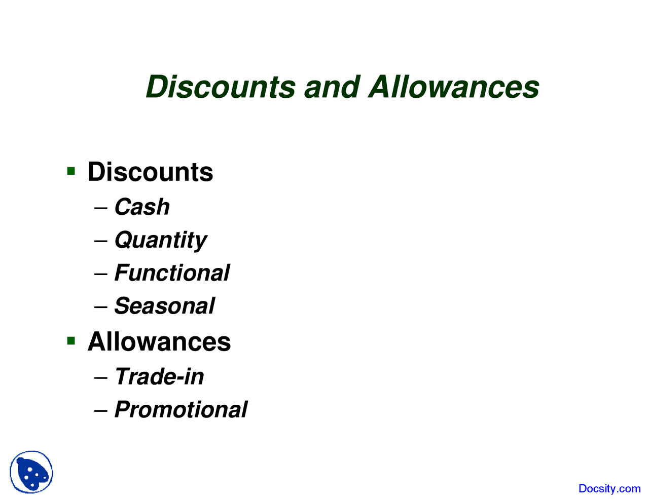 Allowances - Marketing - Lecture Slides - Docsity
