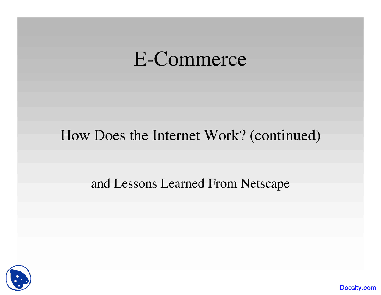 Internet Work E Commerce Lecture Slides Docsity