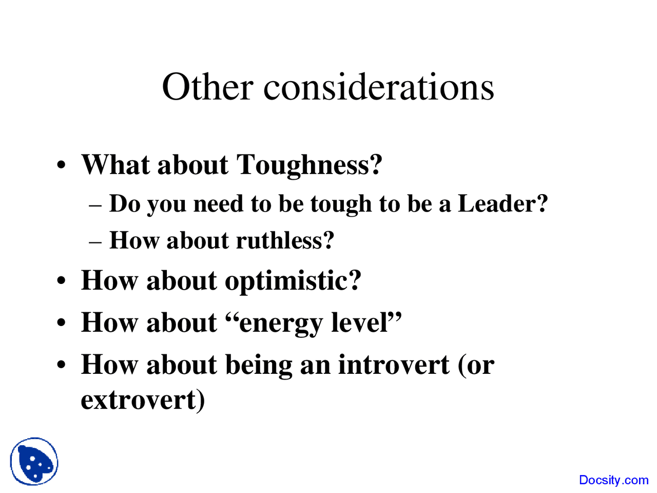 Other Considerations Buisness Management Lecture Slides Docsity