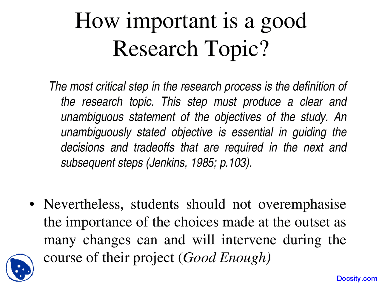 Research Topic Buisness Management Lecture Slides Docsity